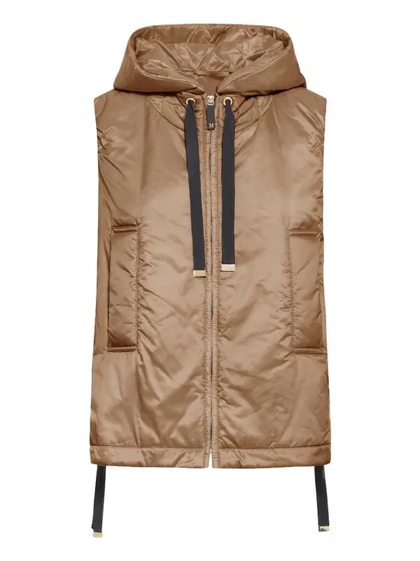 Max Mara Padded Vest With Hood In Waterproof Canvas - Multicolor