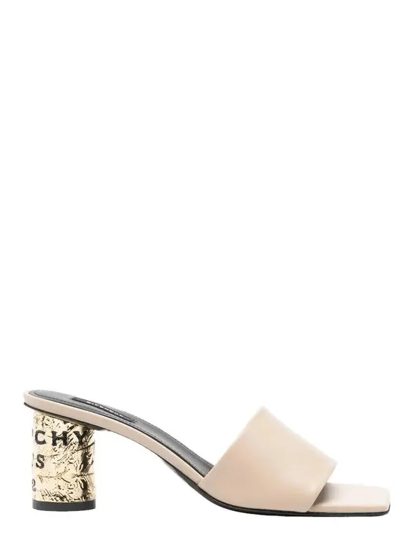 Givenchy Square Toe Block Heel Mules - Cream