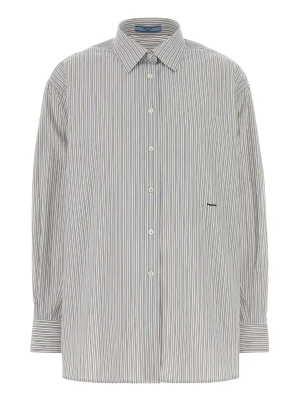 Prada Embroidered Poplin Oversize Shirt - Multicolor