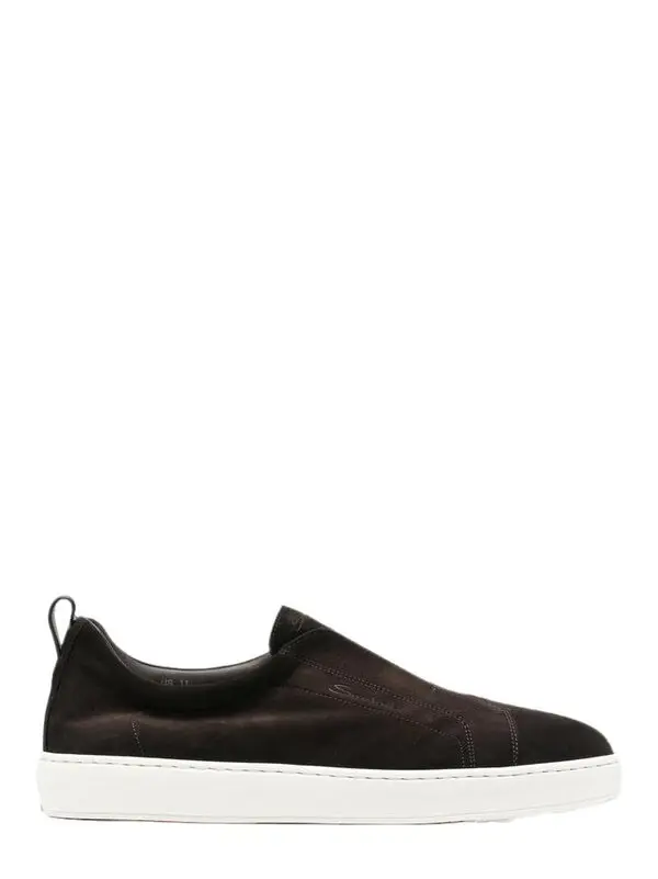 Santoni Suede Slip-on Trainers With Contrast Stitching - Multicolor