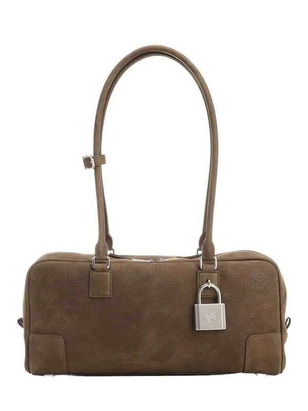 Loewe Amazona 31 Cropped Bag In Garnet Nubuck - Brown