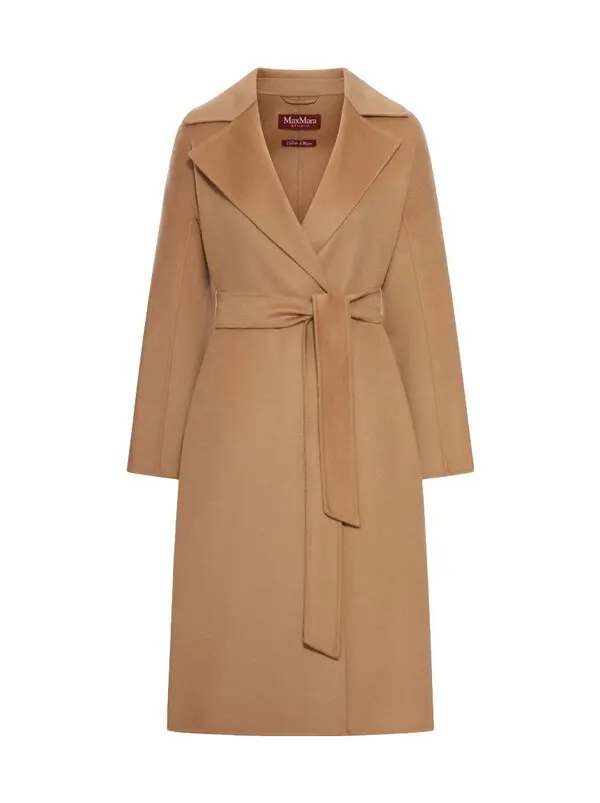 Max Mara Belted Midi Coat In Double-drap Wool, Cashmere, And Silk - Brown