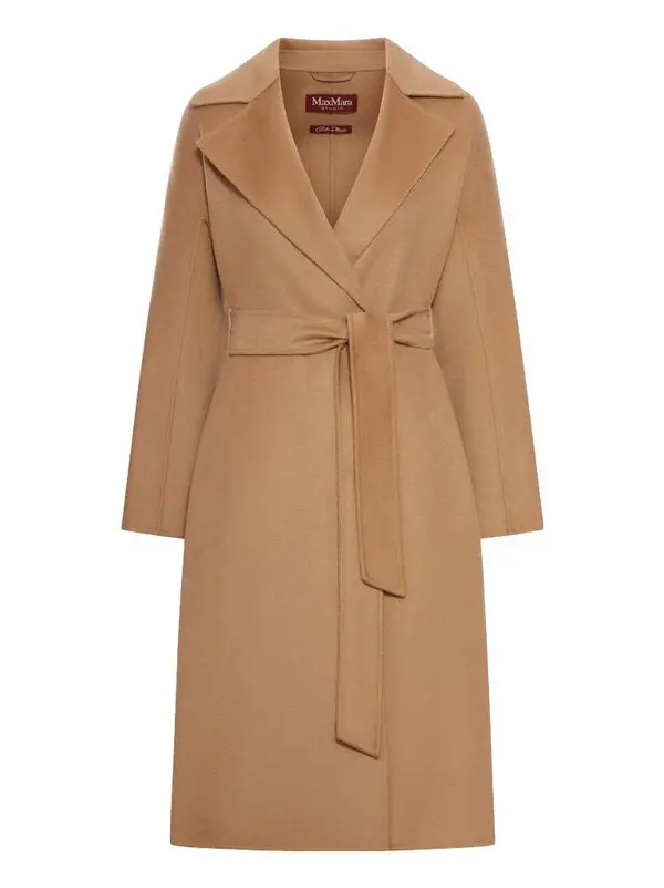 Max Mara Belted Midi Coat In Double-drap Wool, Cashmere, And Silk - Brown