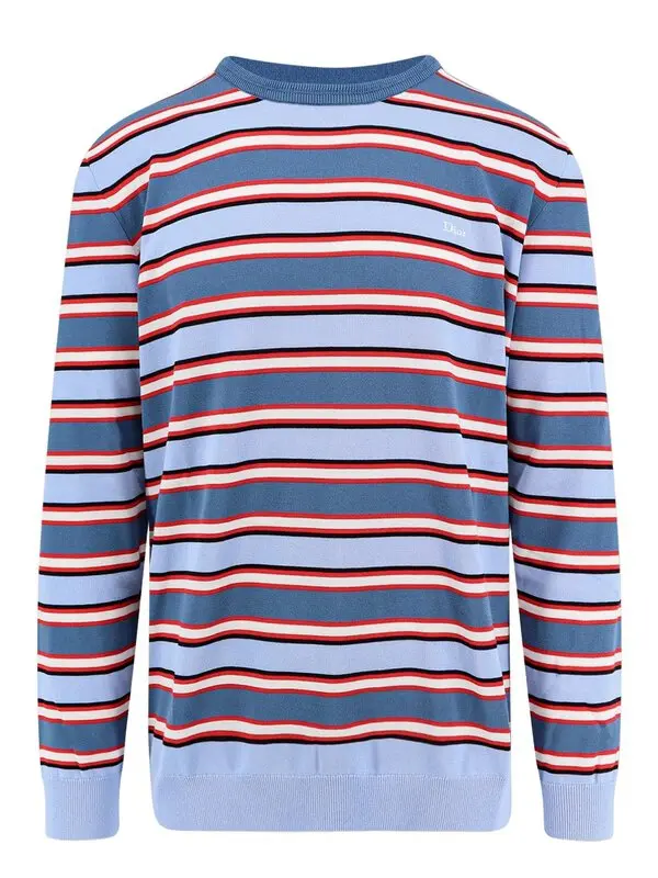 Dior Cotton Sweater With Striped Pattern And Embroidered Logo - Multicolor