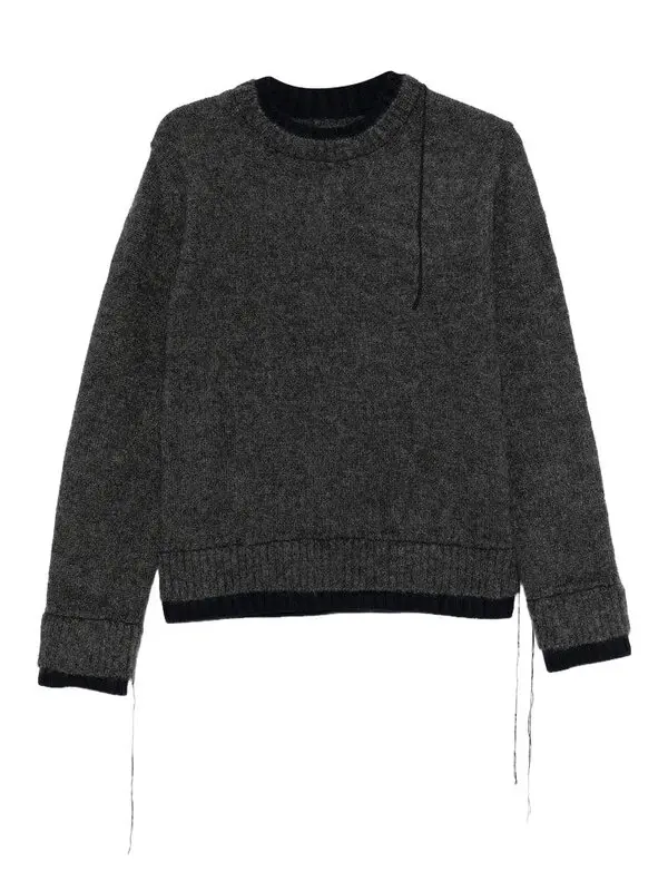 Sacai Grey Double Layer Crew Neck Jumper - Gray