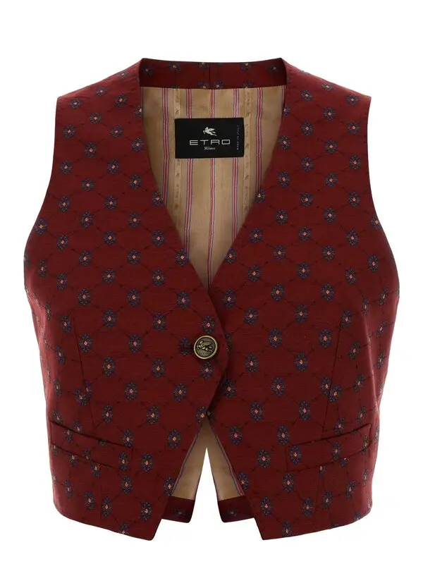 Etro Embroidered Wool Blend Vest - Multicolor