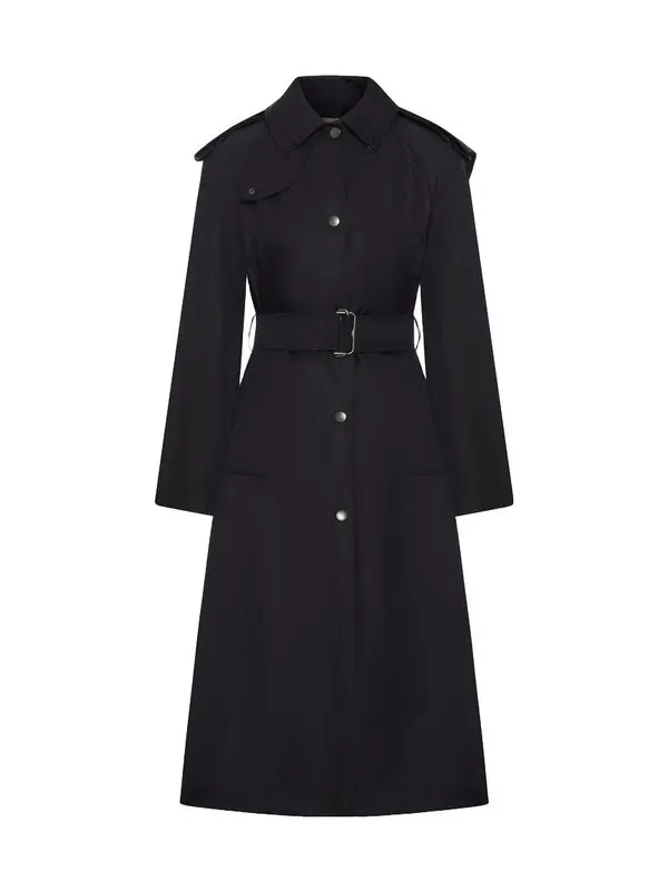 Burberry Long Nylon Car Coat With Hood - Black