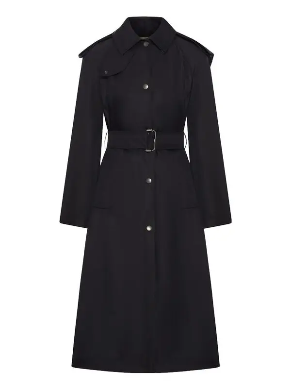 Burberry Long Nylon Car Coat With Hood - Black
