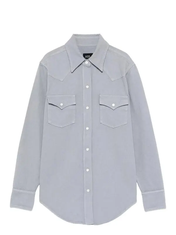 A.p.c. Light Grey Cotton Western Style Shirt - Gray