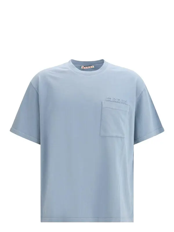 Marni Cotton Jersey T-shirt With Chest Pocket - Blue