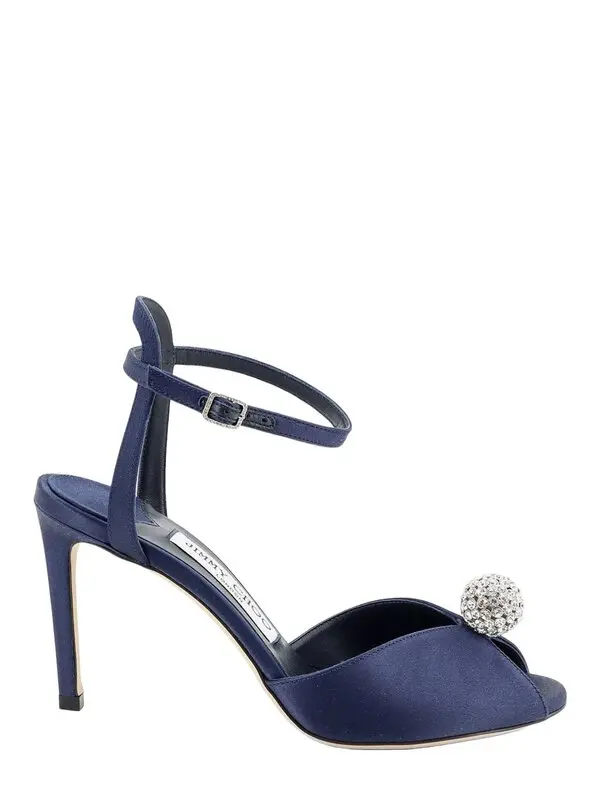 JIMMY CHOO Sacora Embellished Satin Sandals - Multicolor