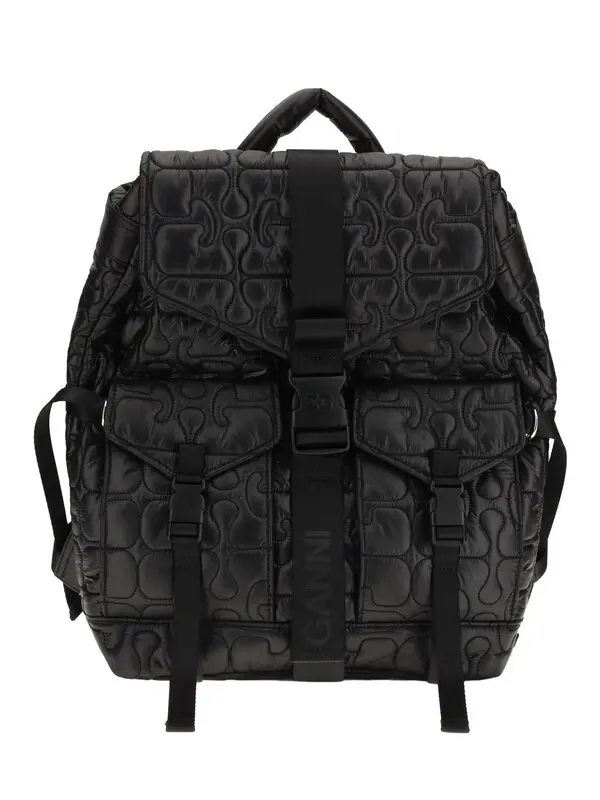 GANNI Quilted Backpack - Black