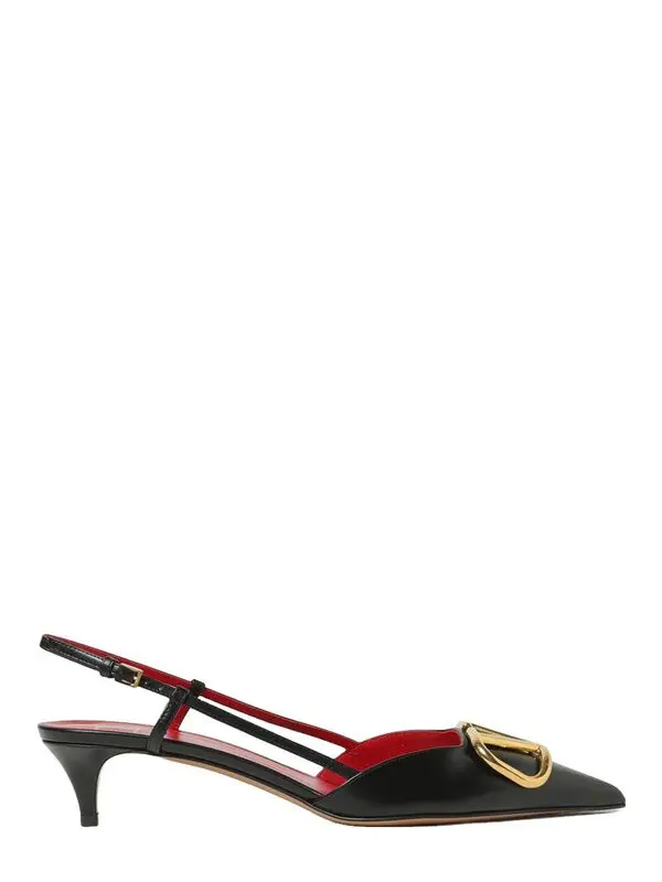 Valentino Garavani Slingback With Leather Logo - Black