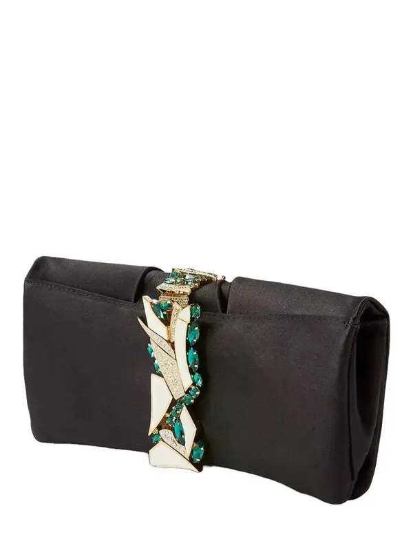 L'ALINGI Oasis Embellished Satin Clutch - Black