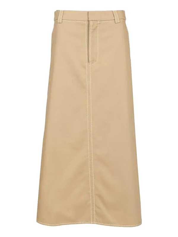 AMI Paris A-line Skirt With Contrast Stitching - Cream