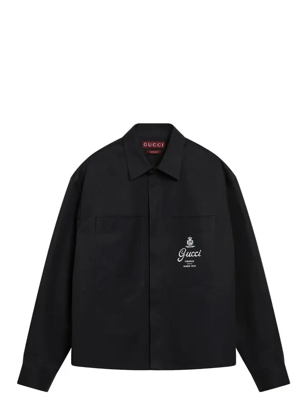 Gucci Ink Printed Cotton Twill Shirt - Blue