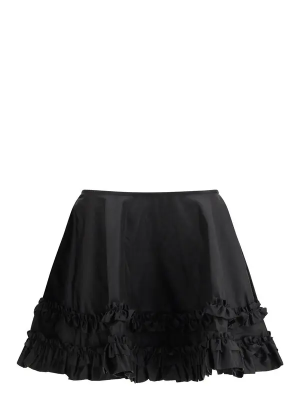 GANNI Duchesse Nylon Mini Frill Skirt - Black