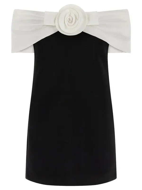 SELF-PORTRAIT Off-the-shoulder Crêpe Flower Mini Dress - Multicolor