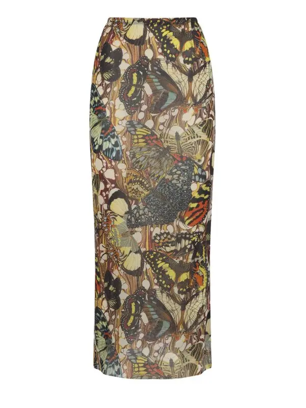 JEAN PAUL GAULTIER Butterfly Print Mesh Skirt - Multicolor