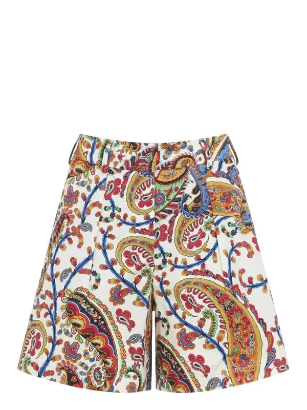 Etro Pleated Shorts With Paisley Print - Multicolor