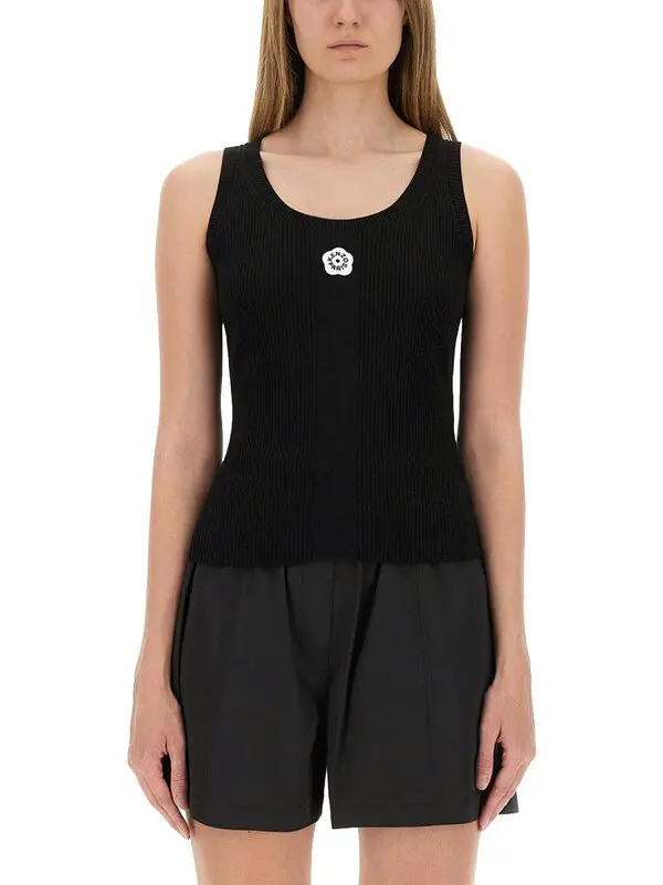 Kenzo Boke Flower Embroidery Tank Top - Black