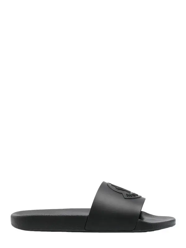 Moncler Embossed Logo Slides - Black