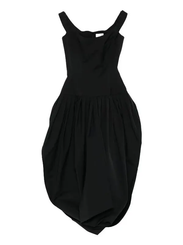 Magda Butrym Square Neck Sleeveless Dress With Pleated Skirt - Black