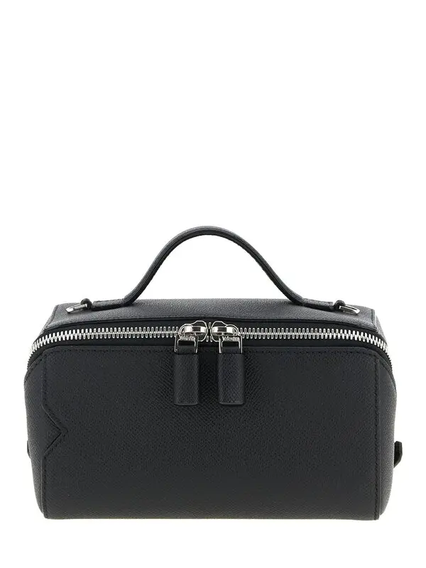 VALEXTRA V-line Beauty Case Shoulder Bag - Black