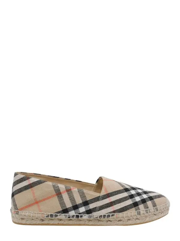 Burberry Check Print Espadrilles - Cream