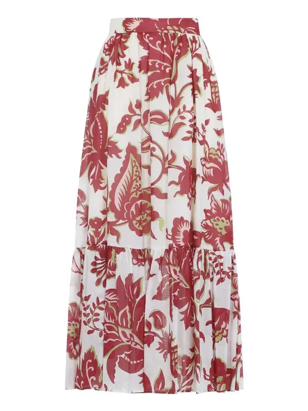 Etro Floral Print Cotton Maxi Skirt - White