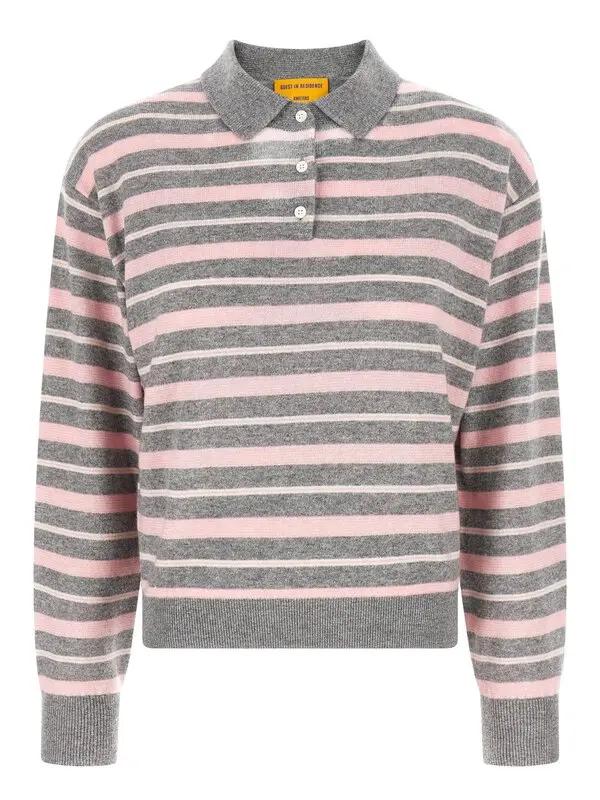 Guest In Residence Collegiate Stripe Cashmere Polo Sweater - Multicolor