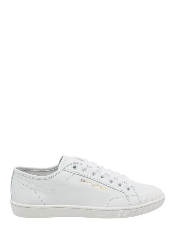 Saint Laurent Calf Leather Lace-up Sneakers - White