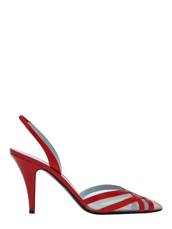 Valentino Garavani Leather & Mesh Slingback Heels - Red
