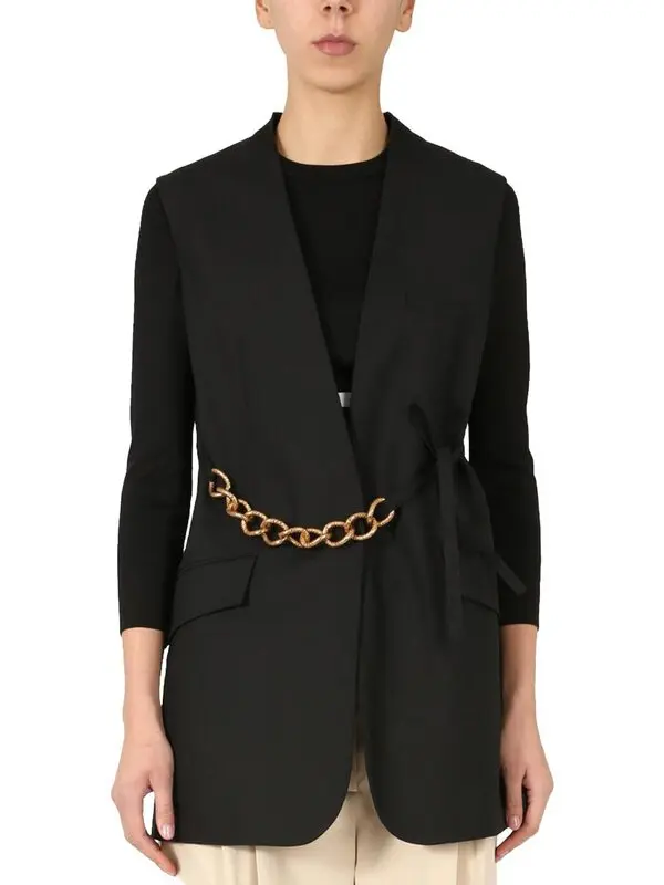Givenchy Sleeveless V-neck Jacket With Chain Belt - Black