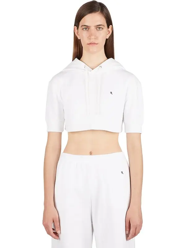 Raf Simons Cropped Hooded Sweatshirt - White