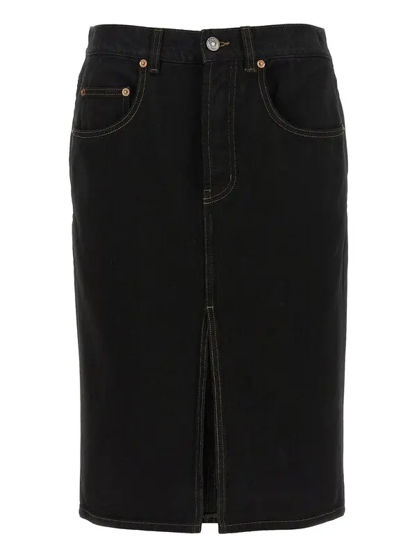 Saint Laurent Midi Pencil Skirt - Black