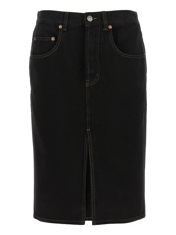 Saint Laurent Midi Pencil Skirt - Black