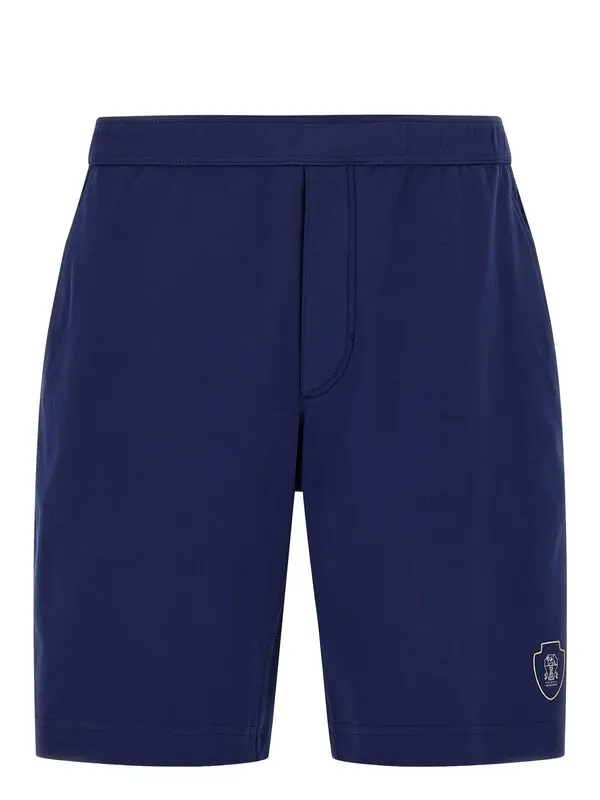 Brunello Cucinelli Interlock Cotton Bermuda Shorts - Blue