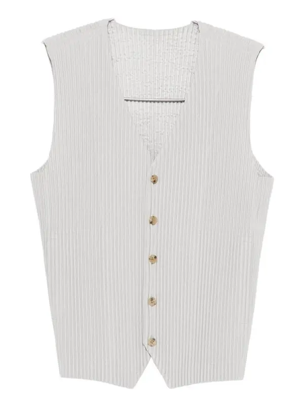 Issey Miyake Pleated V-neck Vest - Multicolor