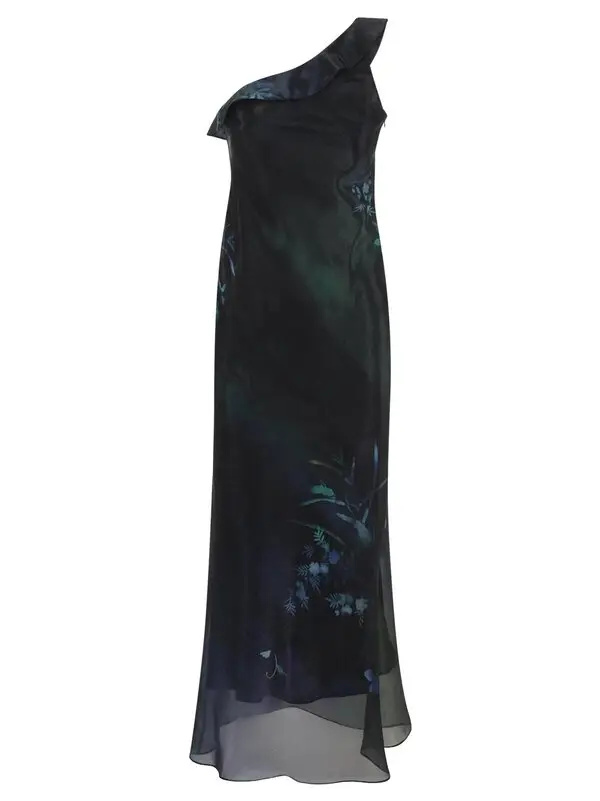 Giorgio Armani One-shoulder Ruffled Long Dress - Black