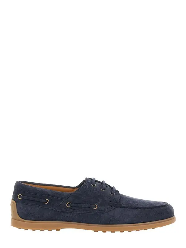 TOD'S Suede Boat Loafers With Lettering Logo - Multicolor
