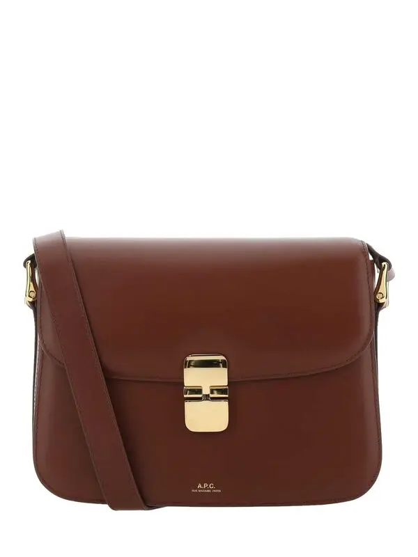 A.p.c. Leather Crossbody Bag With Gold Tone Clasp - Red