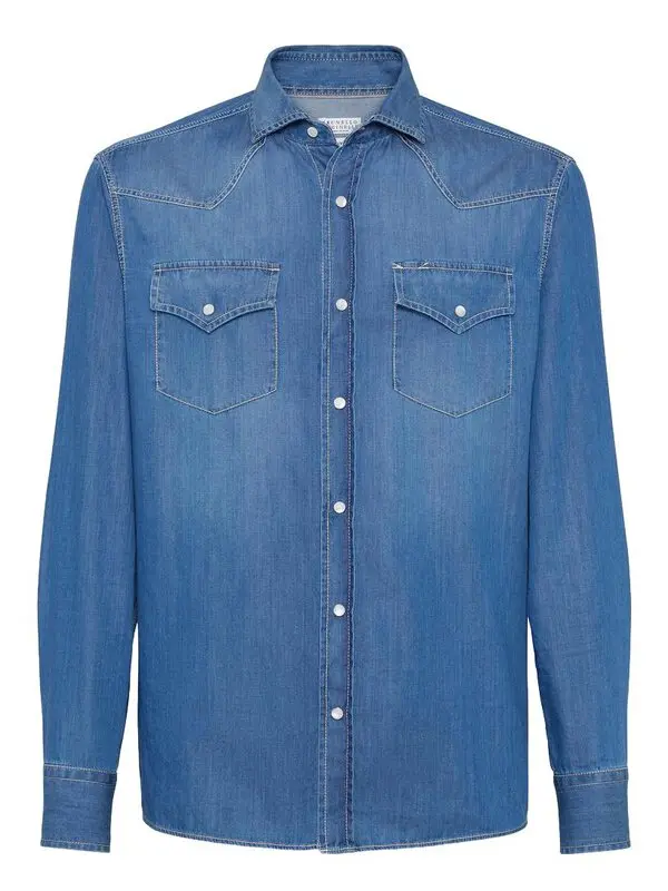 Brunello Cucinelli Shirts - Blue