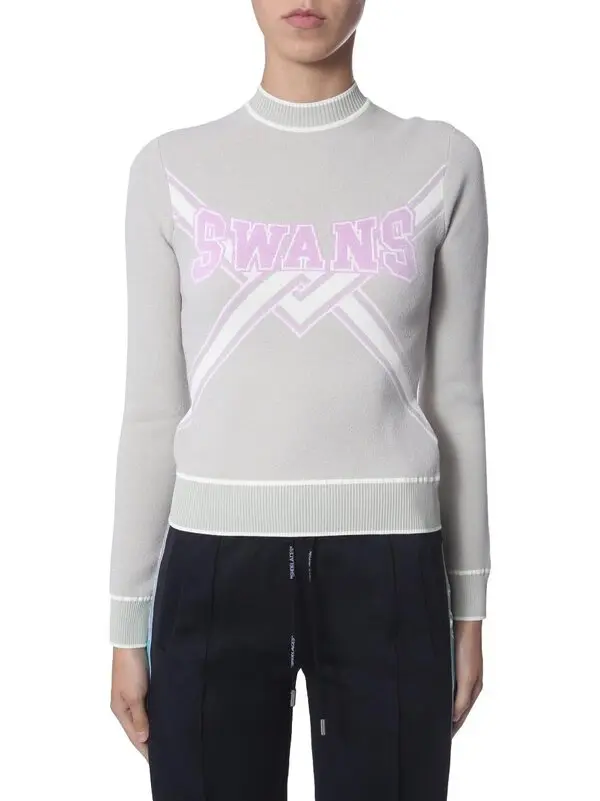 Off-White Round Neck Cropped Sweater - Gray