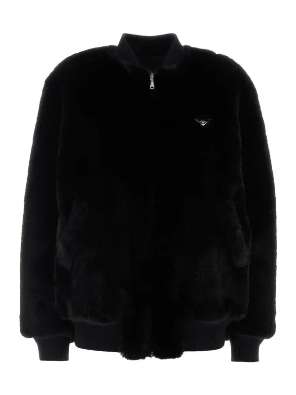 Prada Eco Fur Bomber Jacket - Black