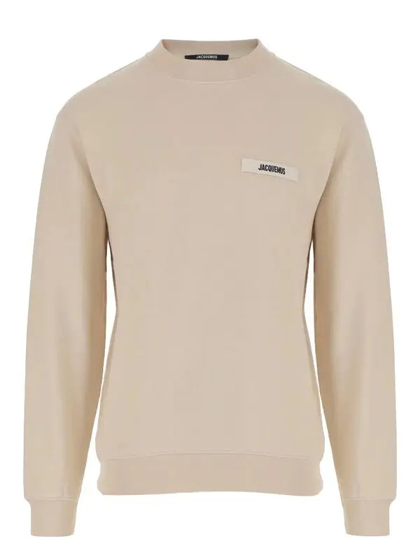 Jacquemus Organic Cotton Jersey Sweatshirt With Grosgrain Ribbon Logo - Cream