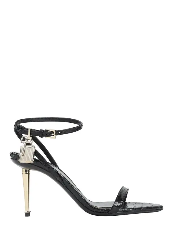 TOM FORD Semi Shiny Printed Python Sandals - Black