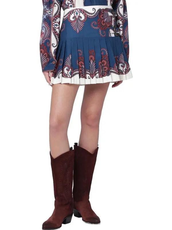 Farm Rio Arabesque Print Pleated Mini Skirt - Multicolor