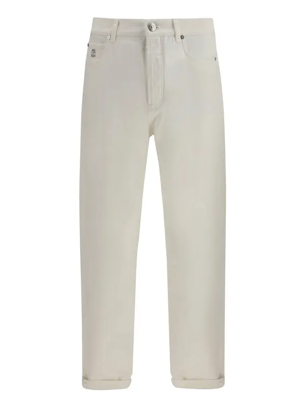 Brunello Cucinelli Garment-dyed Denim Pants - White