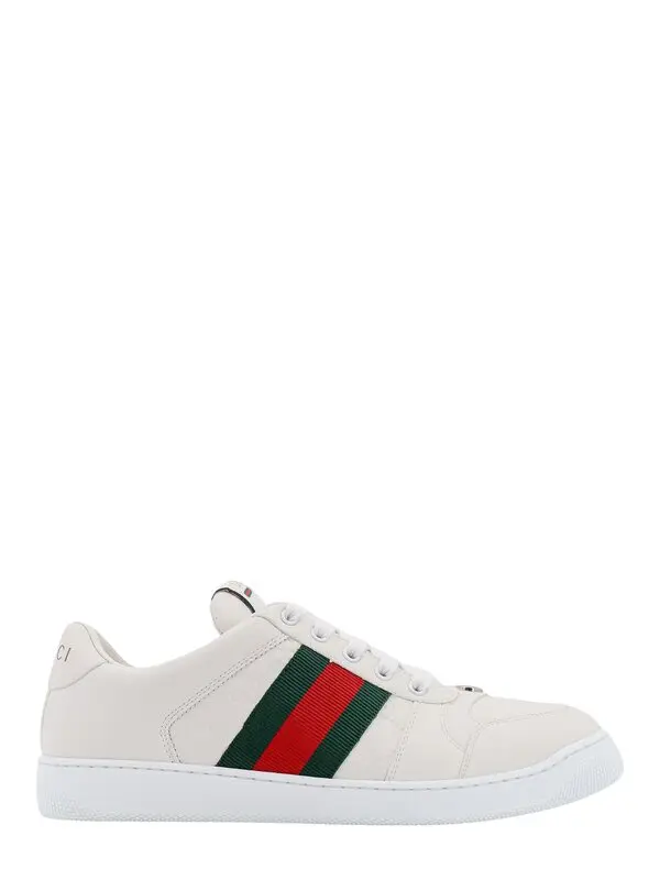 Gucci Screener Leather Sneakers With Web Detail - Multicolor